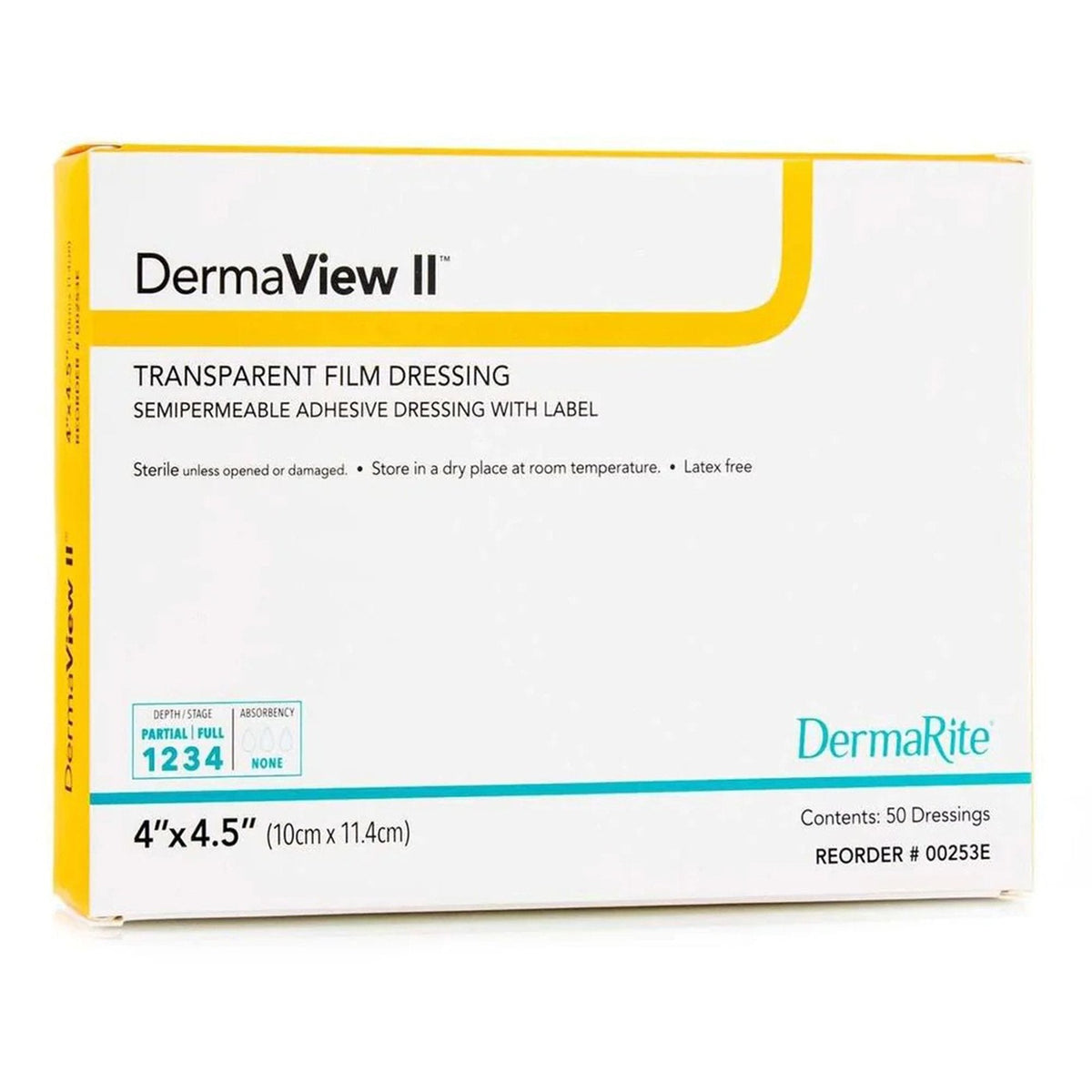 DermaView II™ 4 X 4-1/2 Inch Transparent Film Dressing — Medical Supply ...