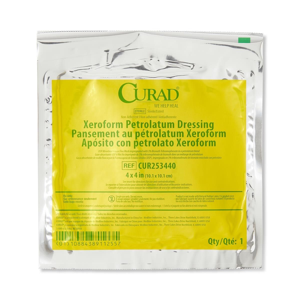 Xeroform 4" x 4" Sterile Non-Adherent Petrolatum Gauze Dressing ...