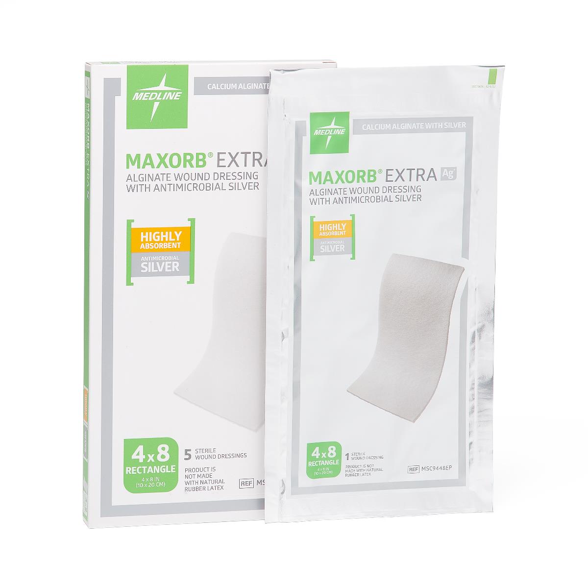 Maxorb Extra Ag+ 4" x 8" Alginate Wound Dressings- MSC9448EP — Medical ...