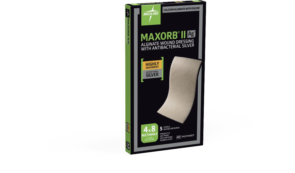 Maxorb II 4" x 8" Silver Alginate Dressing - MSC9948EP — Medical Supply ...