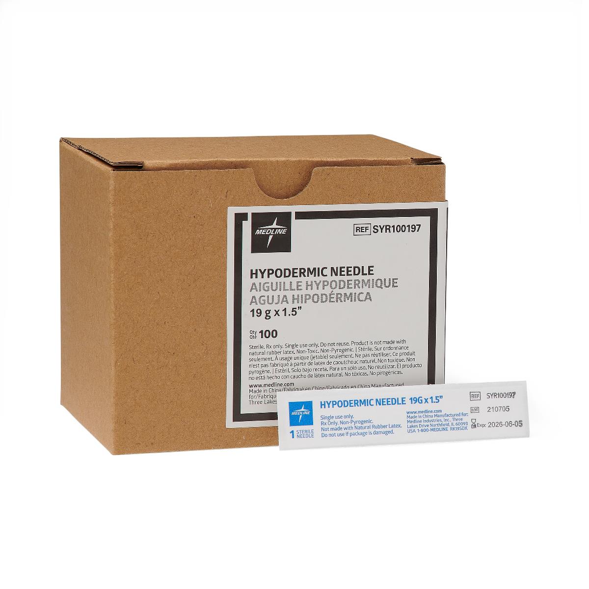 Medline 19G x 1.5" Standard Hypodermic Needles — Medical Supply Surplus