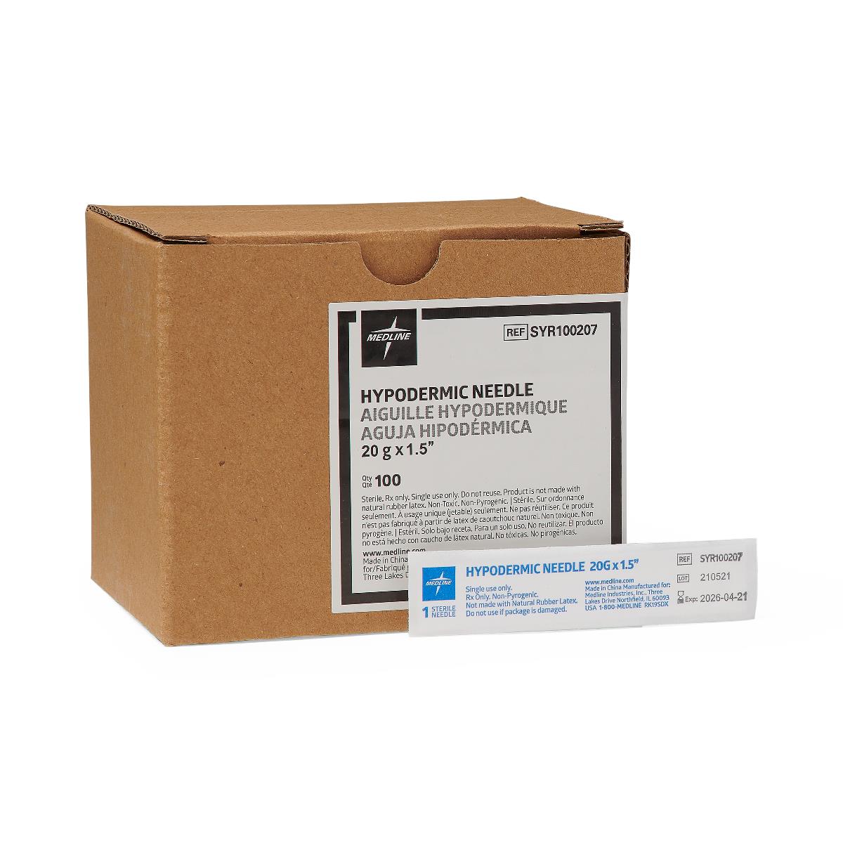 Medline 20G x 1.5" Standard Hypodermic Needles — Medical Supply Surplus
