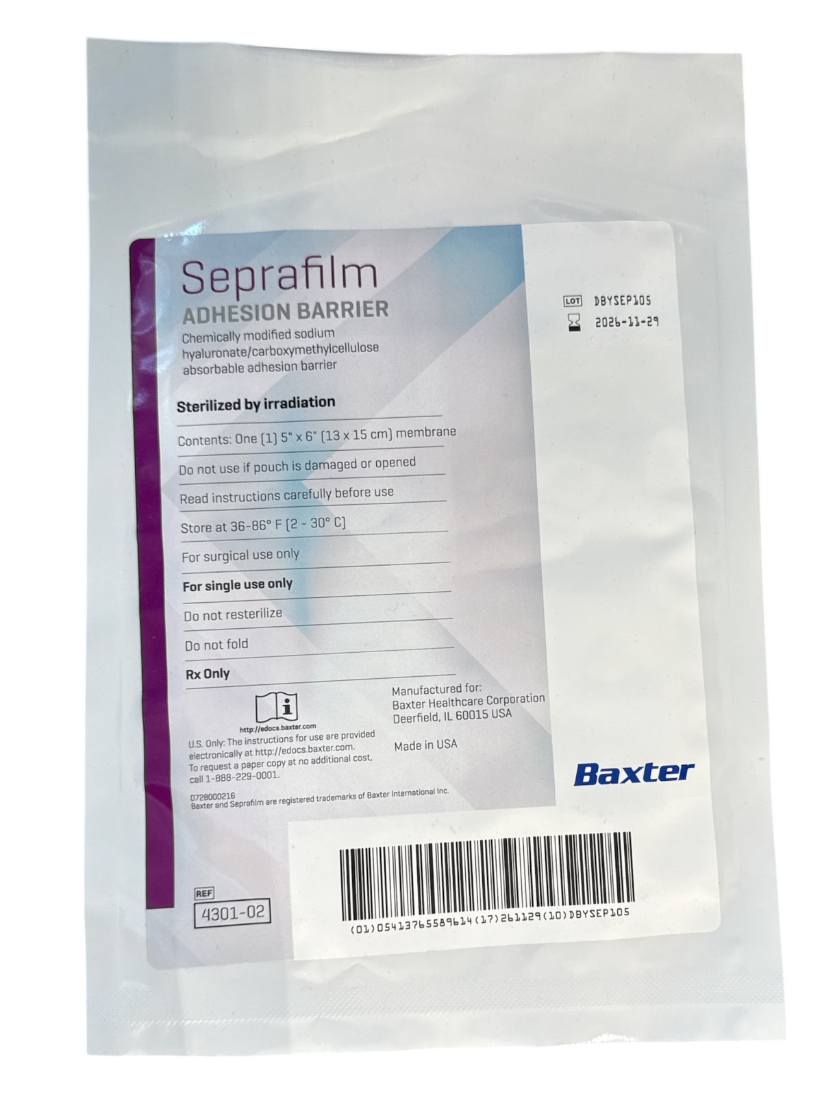 Seprafilm® Adhesion Barrier 4301-02 — Medical Supply Surplus