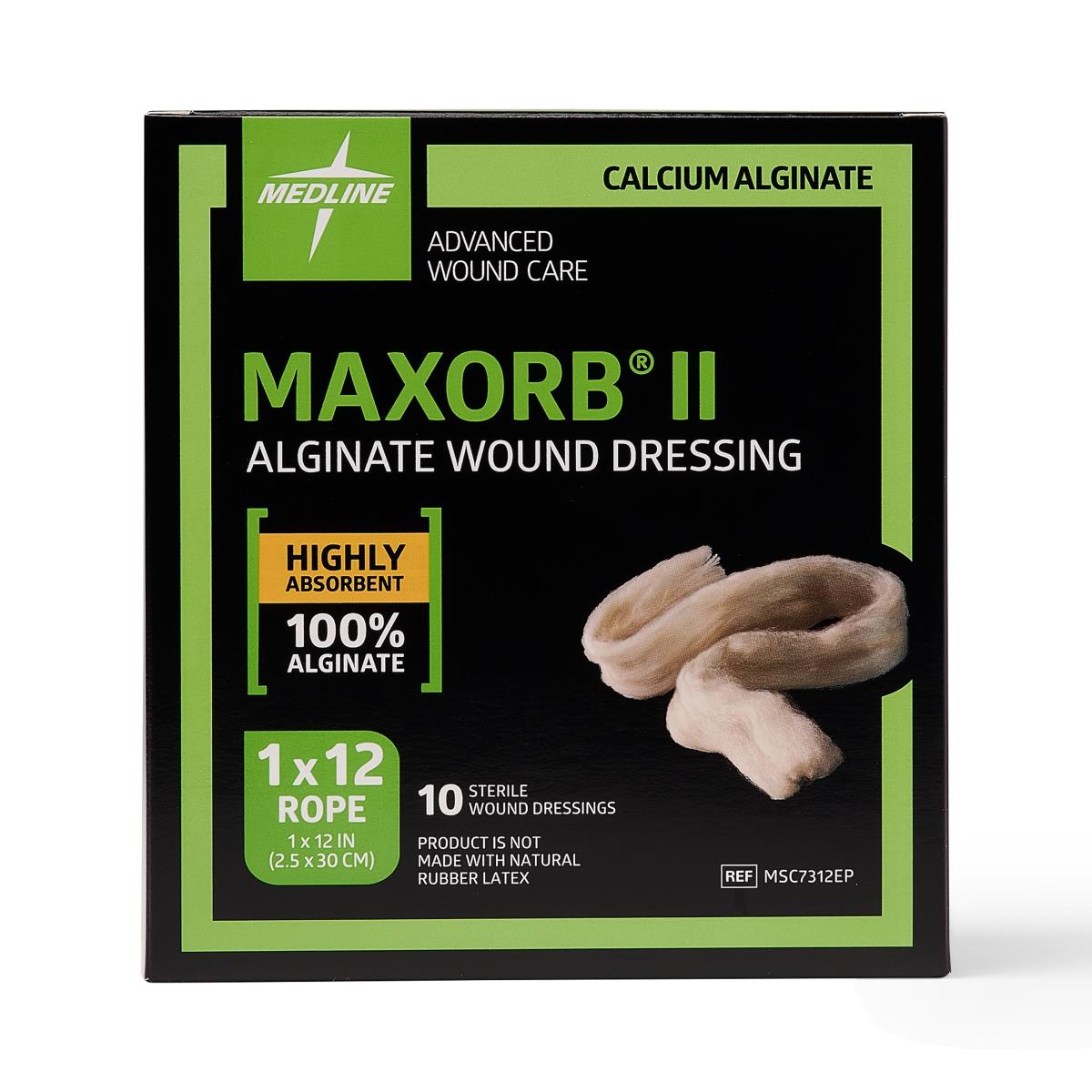 Maxorb II Alginate 1" x 12" Rope - MSC7312EP — Medical Supply Surplus