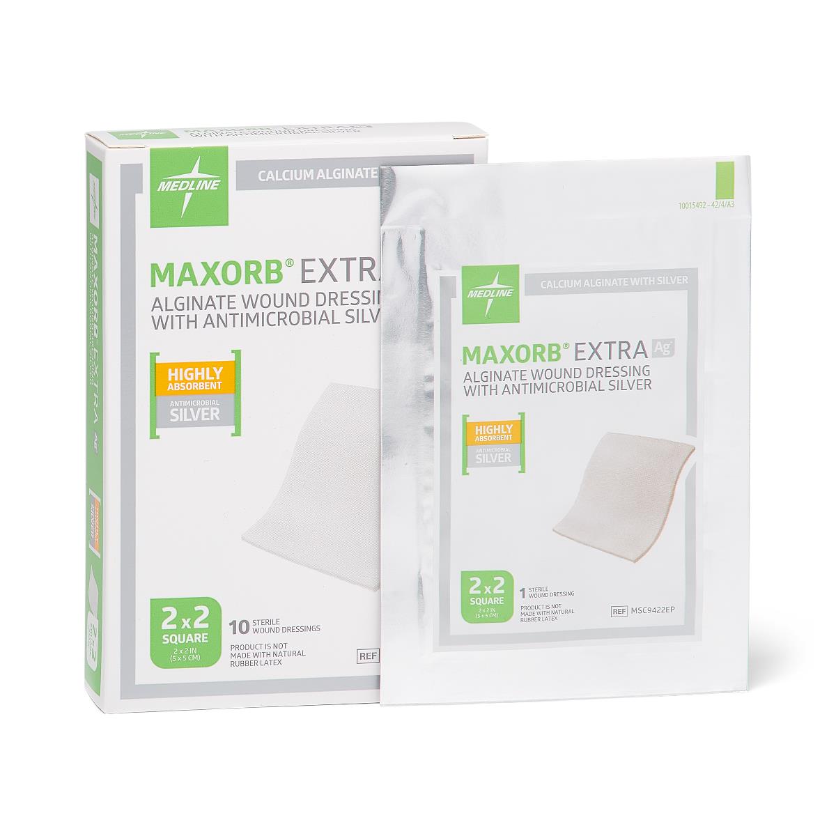 Maxorb Extra Ag+ 2" x 2" Alginate Wound Dressing - MSC9422EP — Medical ...