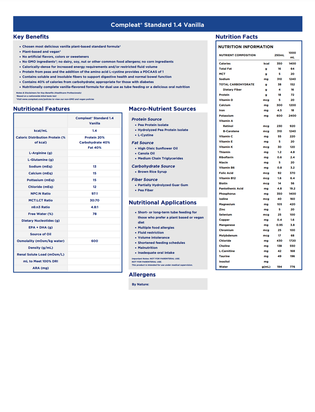 Compleat® Standard 1.4 Cal Oral Supplement 8oz - Case of 24 — Medical ...