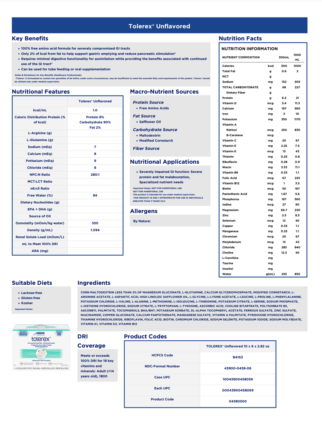 Tolerex® Unflavored Powder Oral Supplement - Box of 6 — Medical Supply ...