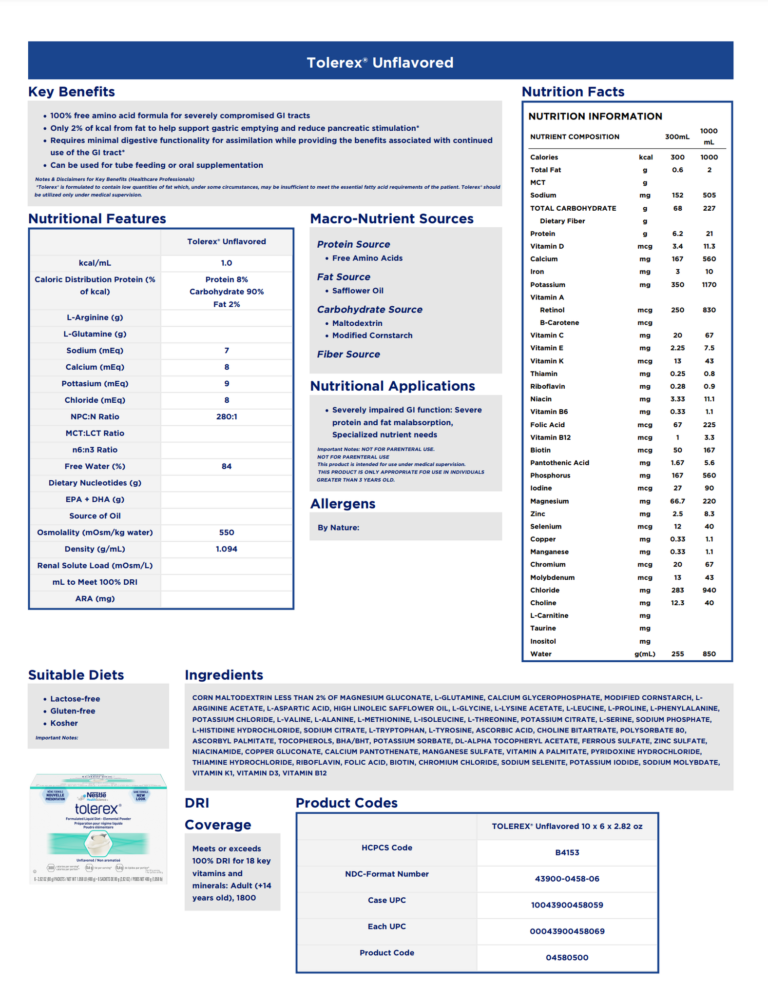 Tolerex® Unflavored Powder Oral Supplement - Box of 6 — Medical Supply ...