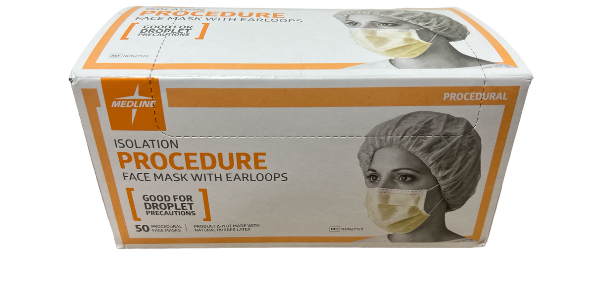 Medline Isolation Procedure Mask with Earloops NON27120 - Box of 50 ...