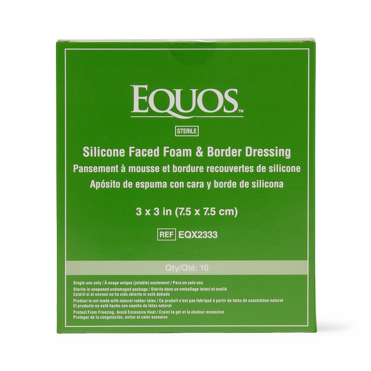 Equos Silicone Faced Foam & Border Dressing 3" x 3" - EQX2333 — Medical ...