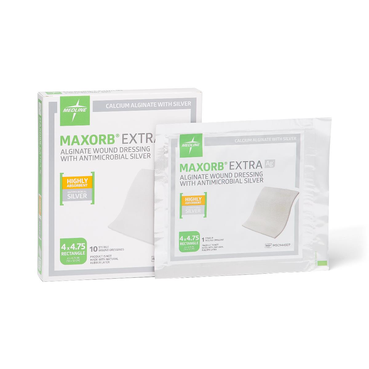 Maxorb Extra Ag+ 4" x 4.75" Alginate Wound Dressings- MSC9445EP ...