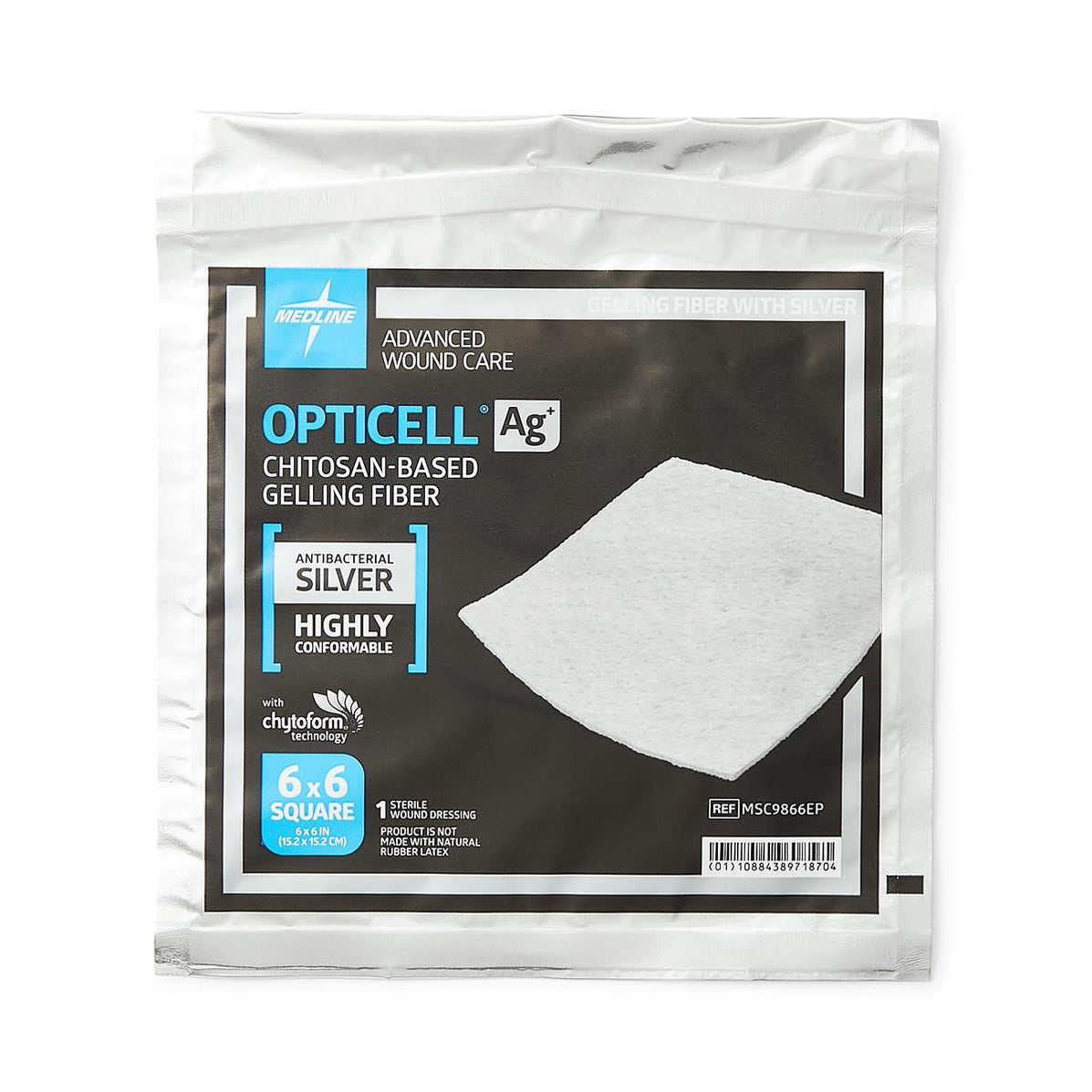 Opticell Ag+ 6" x 6" Silver Antibacterial Wound Dressing - MSC9866EP ...