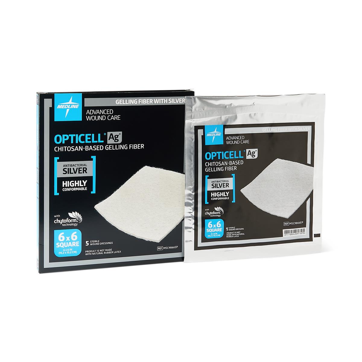 Opticell Ag+ 6" x 6" Silver Antibacterial Wound Dressing - MSC9866EP ...