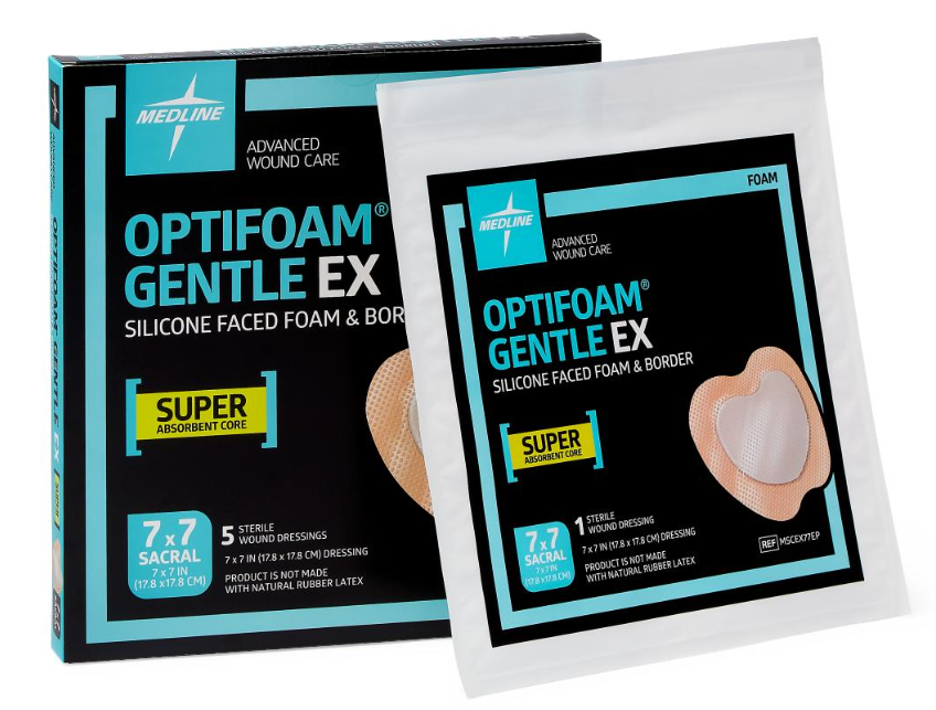 Optifoam Gentle EX 7" x 7" Silicone Faced Border Sacrum Dressing - MSC ...