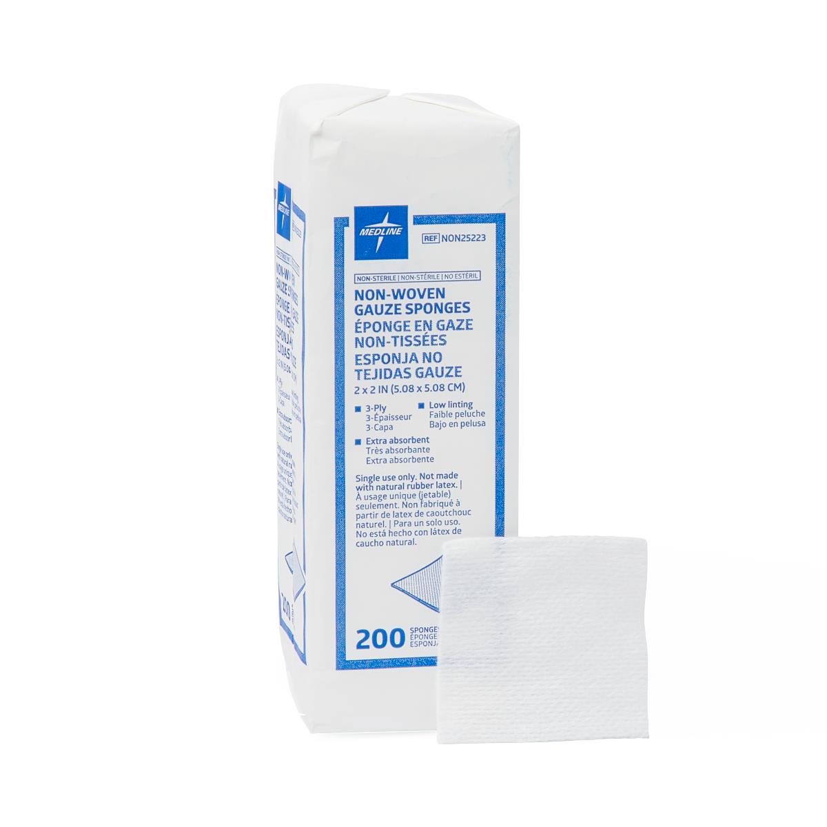 Medline Standard Non-Sterile Non-Woven Gauze Sponges 2" x 2"- NON25223 ...