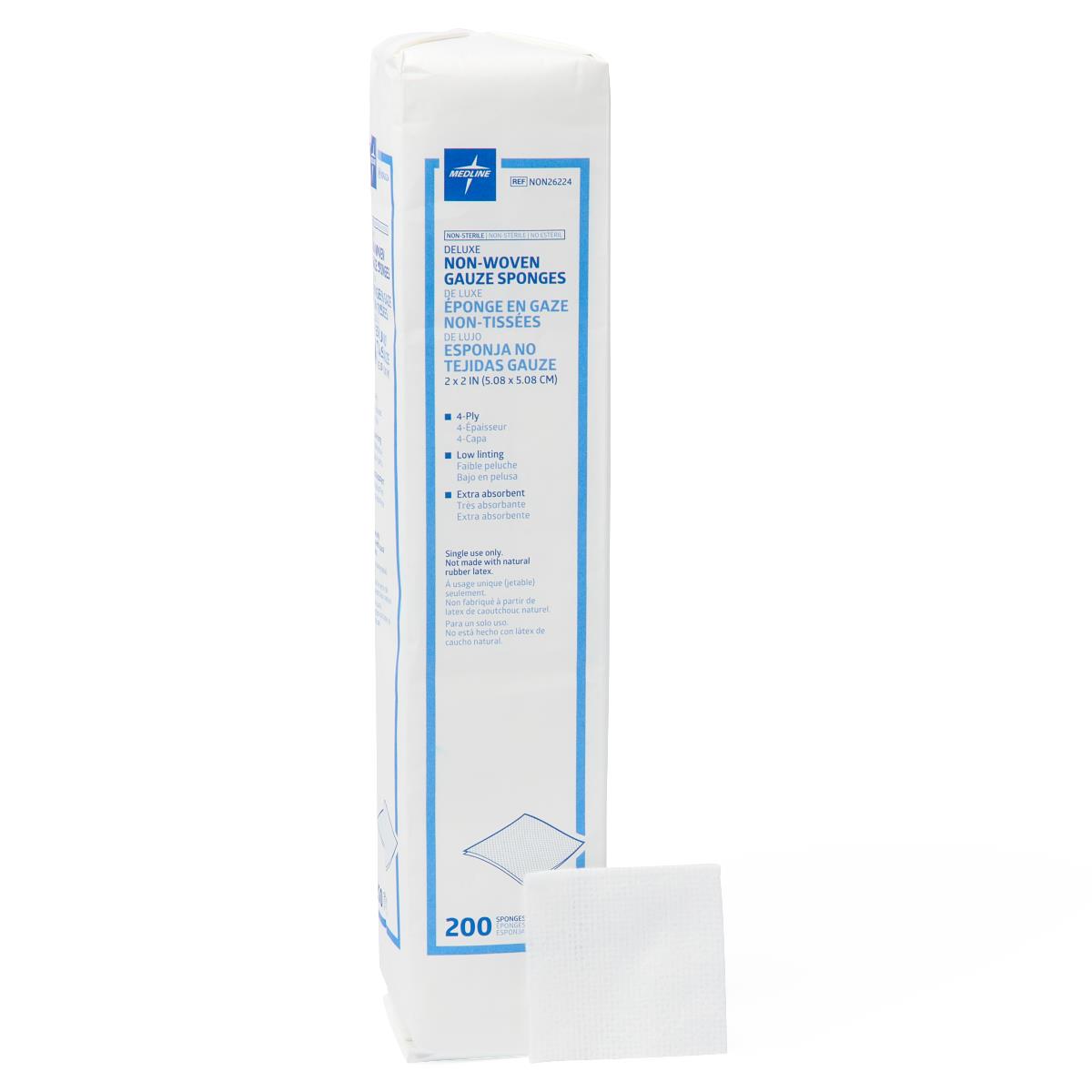 Medline Deluxe Non-Sterile Non-Woven 4-ply Gauze Sponges 2" x 2"- NON2 ...