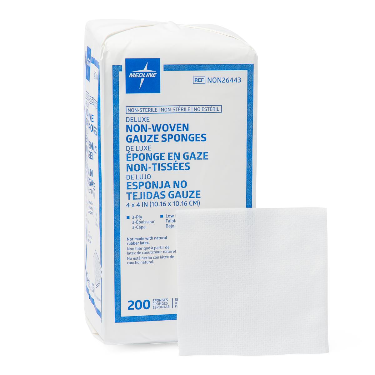 Medline Deluxe Non-Sterile Non-Woven Gauze Sponges 4" x 4"- NON26443 ...